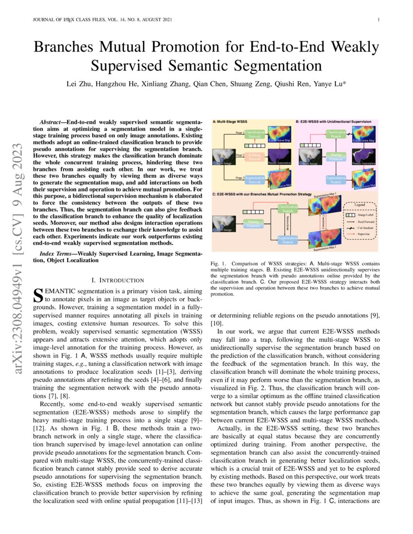 Branches Mutual Promotion For End To End Weakly Supervised Semantic 8308