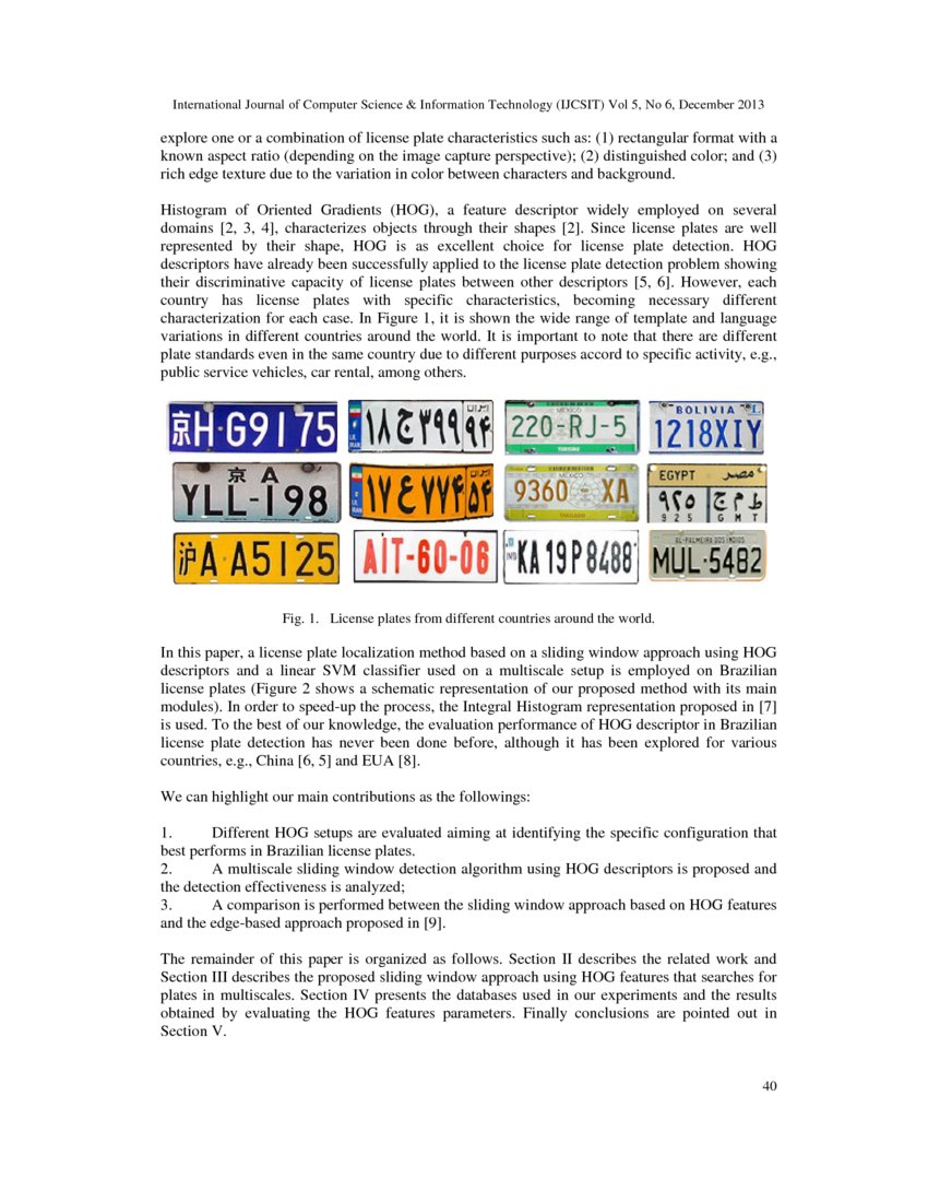 Brazilian License Plate Detection Using Histogram of Oriented Gradients and Sliding Windows | DeepAI