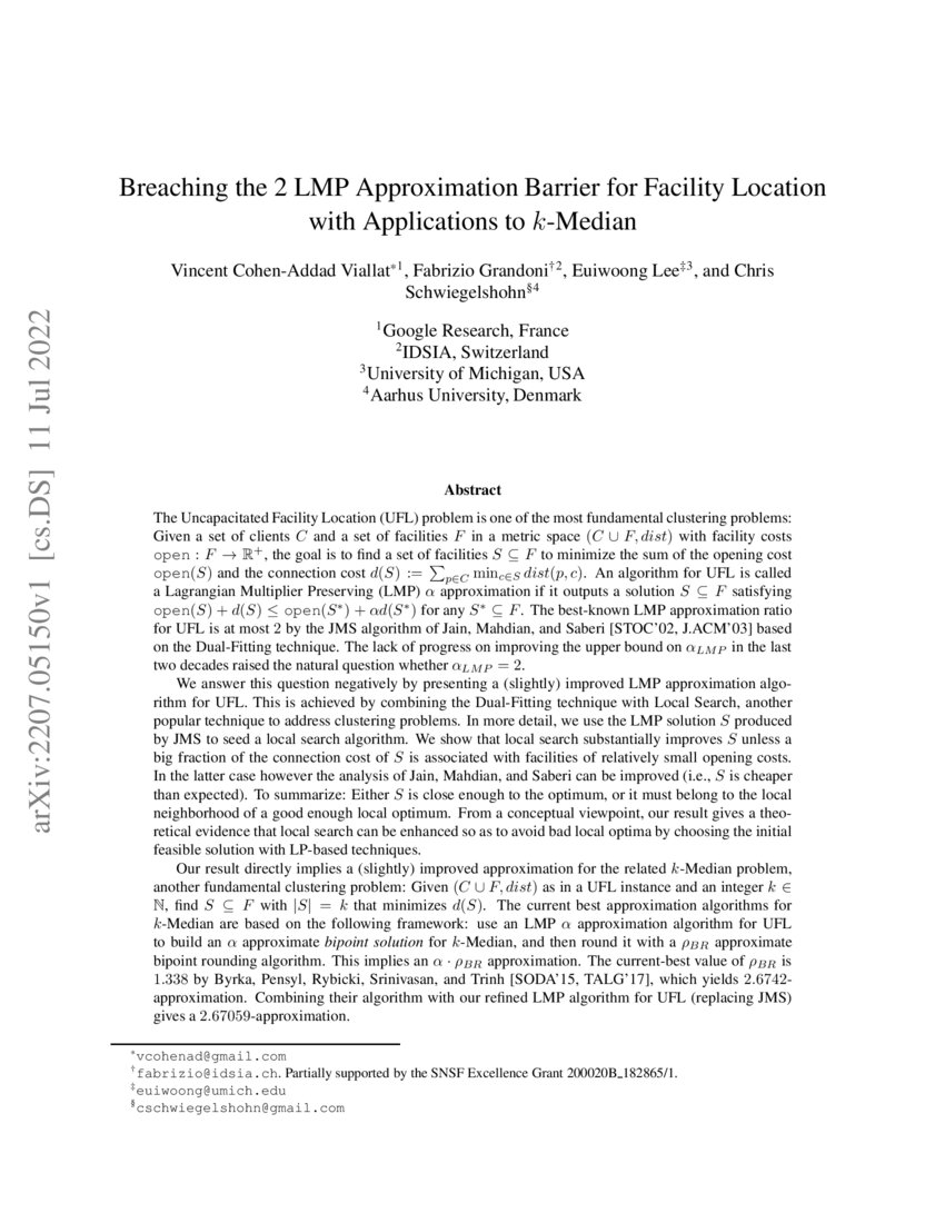 Breaching The 2 Lmp Approximation Barrier For Facility Location With Applications To K Median