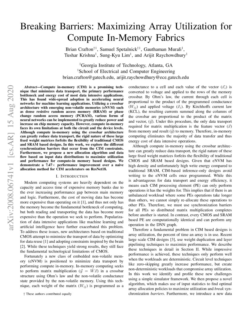 Breaking Barriers Maximizing Array Utilization For Compute In Memory Fabrics Deepai