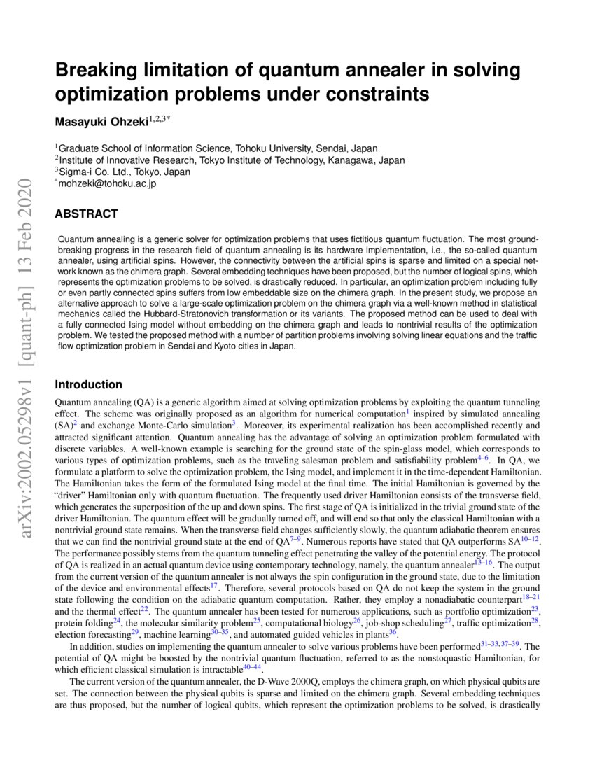 Breaking limitation of quantum annealer in solving optimization problems under constraints | DeepAI