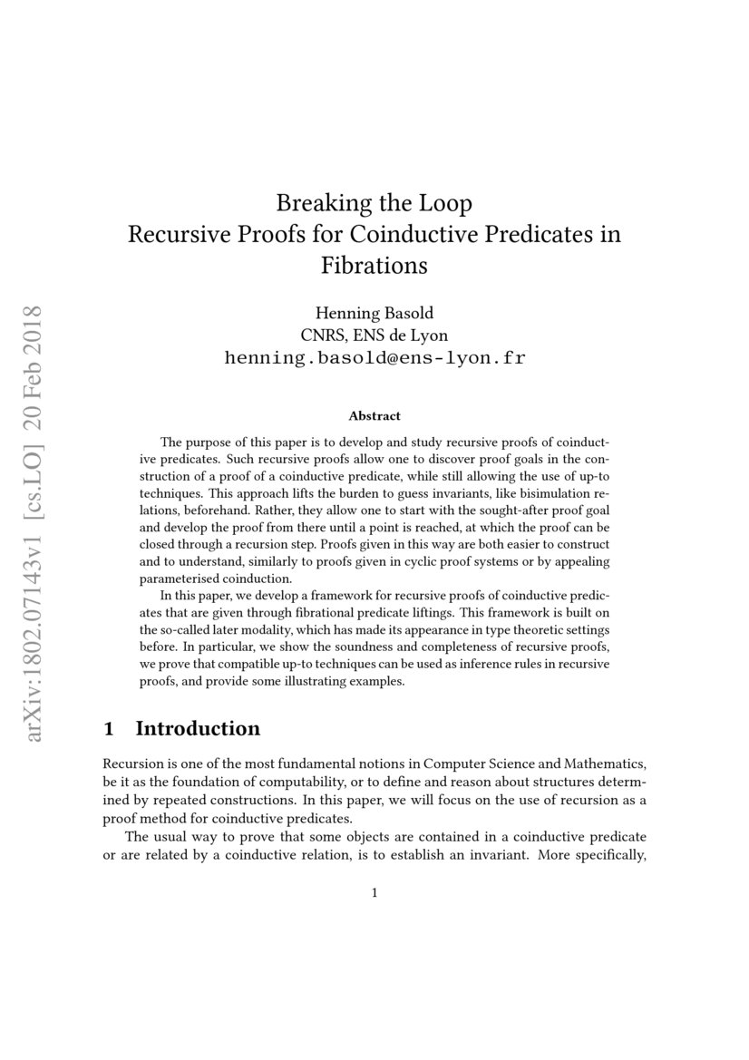Breaking The Loop Recursive Proofs For Coinductive Predicates In Fibrations Deepai