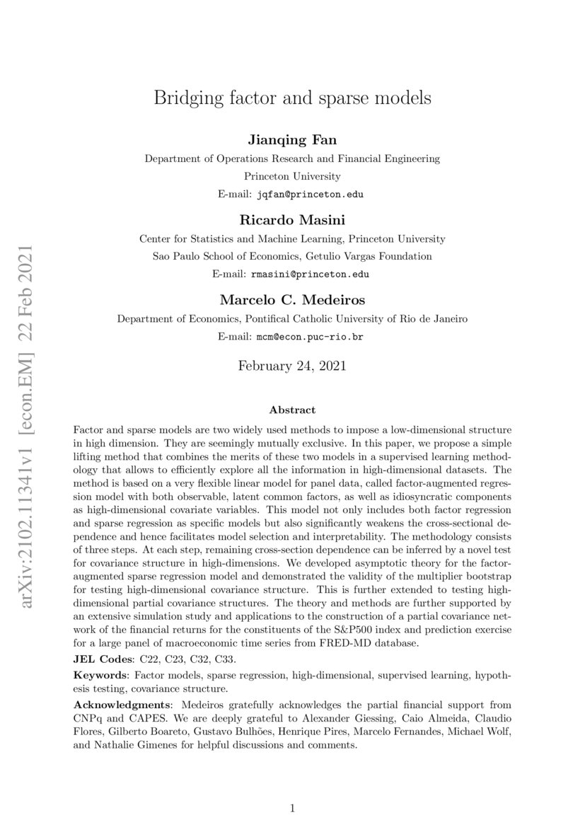 Bridging factor and sparse models | DeepAI