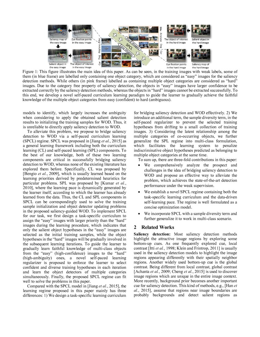 Bridging Saliency Detection To Weakly Supervised Object Detection Based On Self Paced Curriculum