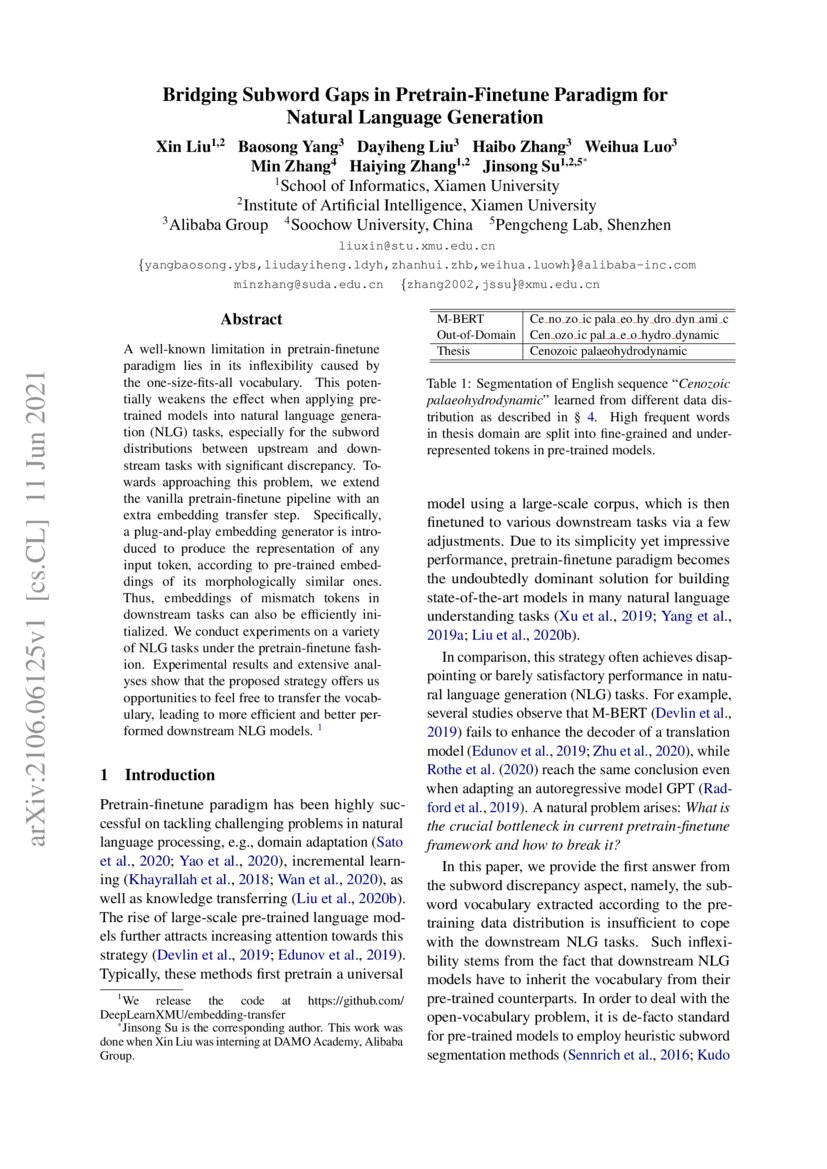 Bridging Subword Gaps in Pretrain-Finetune Paradigm for Natural Language Generation | DeepAI