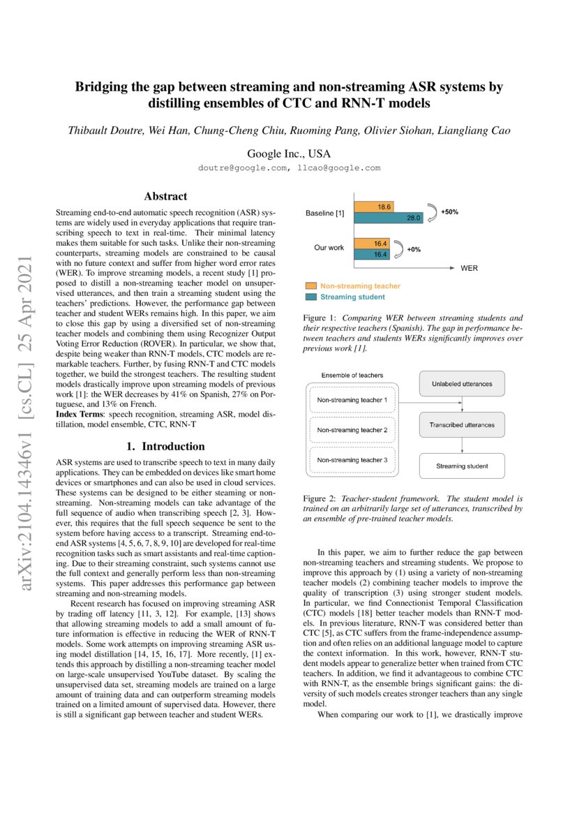 Bridging The Gap Between Streaming And Non Streaming Asr Systems