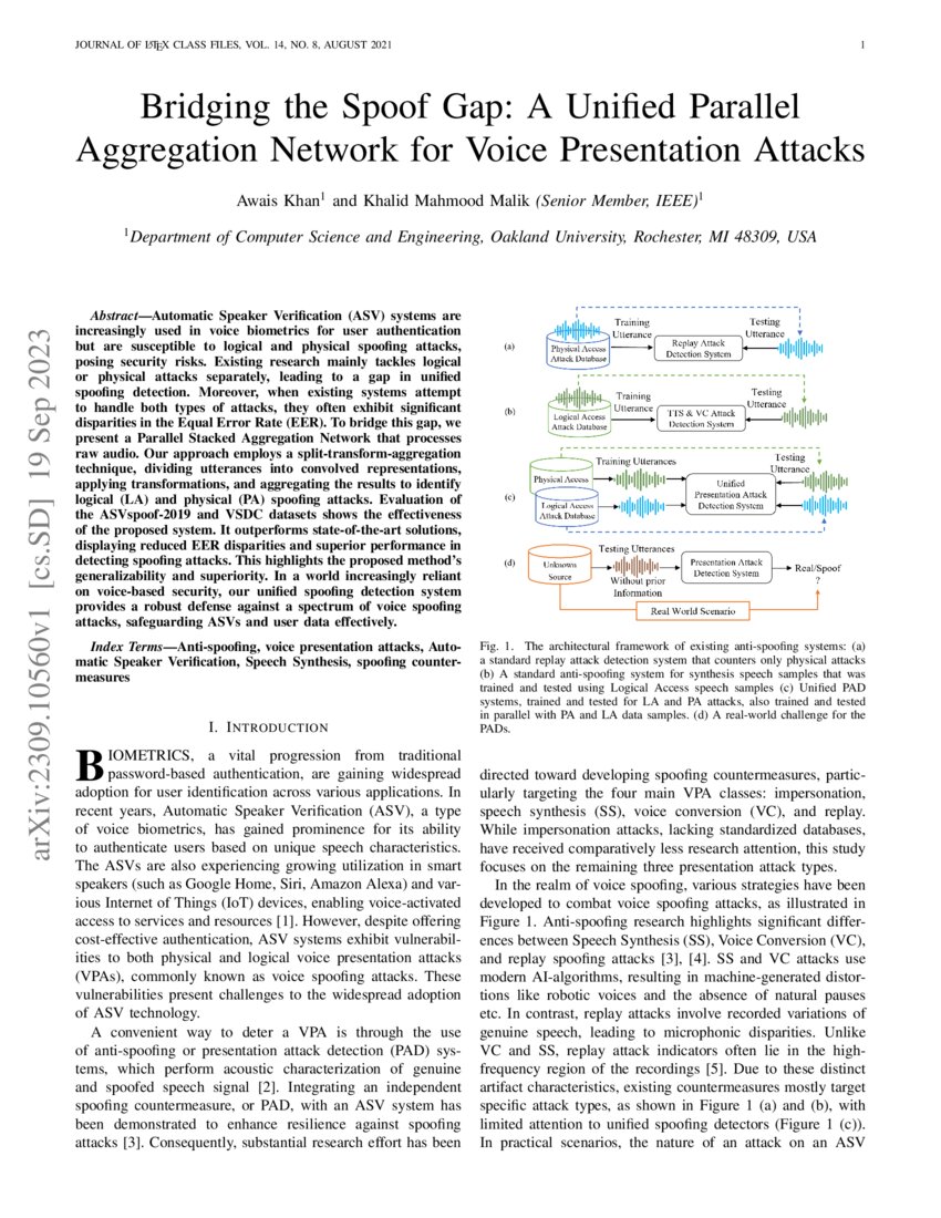Bridging the Spoof Gap: A Unified Parallel Aggregation Network for Voice Presentation Attacks ...