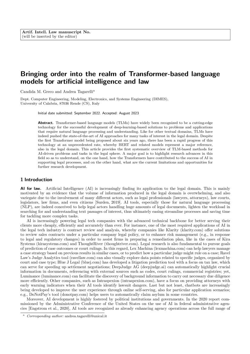 Bringing Order Into The Realm Of Transformer Based Language Models For Artificial Intelligence