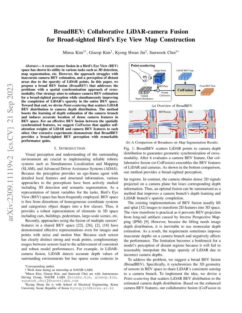 Broadbev Collaborative Lidar Camera Fusion For Broad Sighted Birds Eye View Map Construction