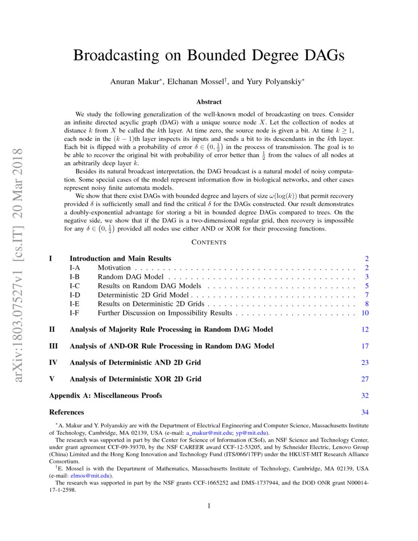 Broadcasting on Bounded Degree DAGs | DeepAI