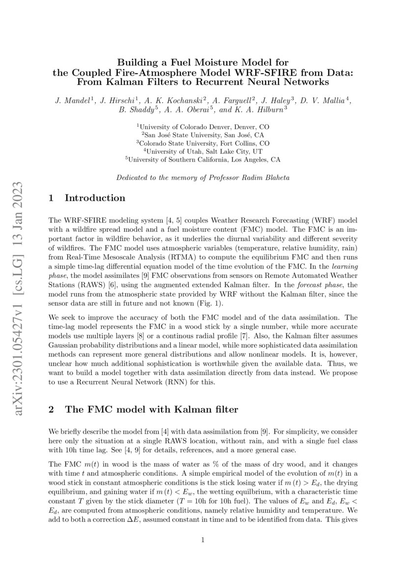 Building a Fuel Moisture Model for the Coupled Fire-Atmosphere Model WRF-SFIRE from Data: From ...