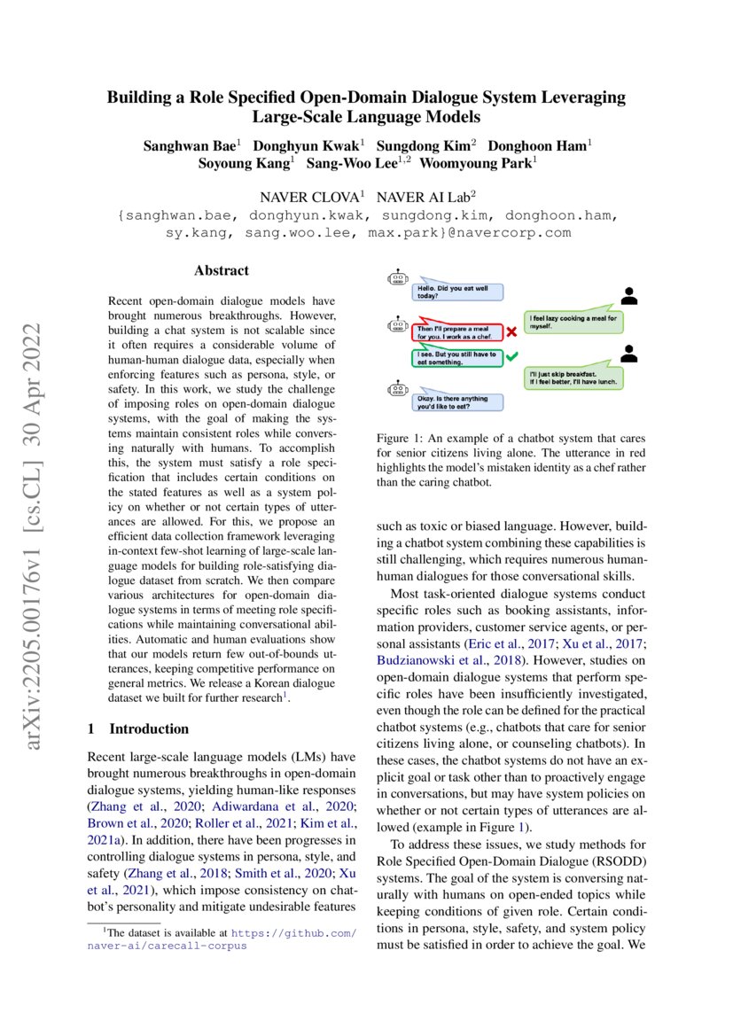 Building a Role Specified Open-Domain Dialogue System Leveraging Large-Scale Language Models ...
