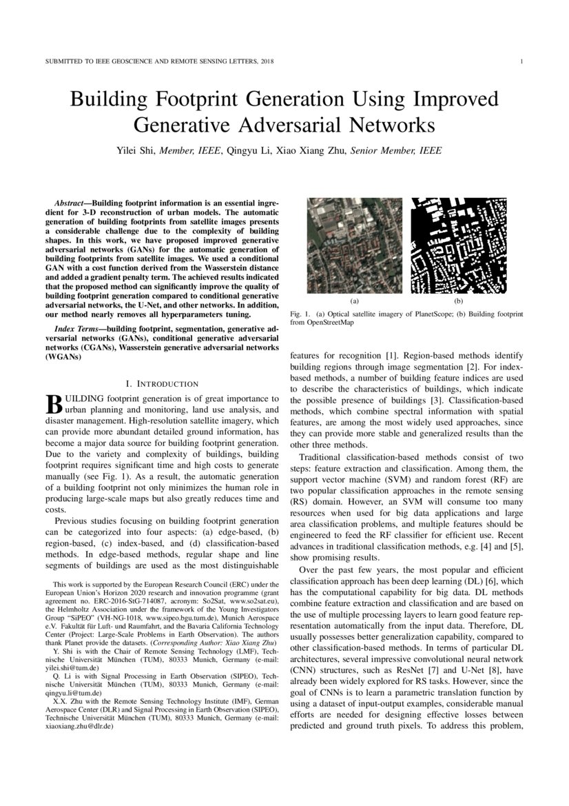 Building Footprint Generation Using Improved Generative Adversarial Networks | DeepAI