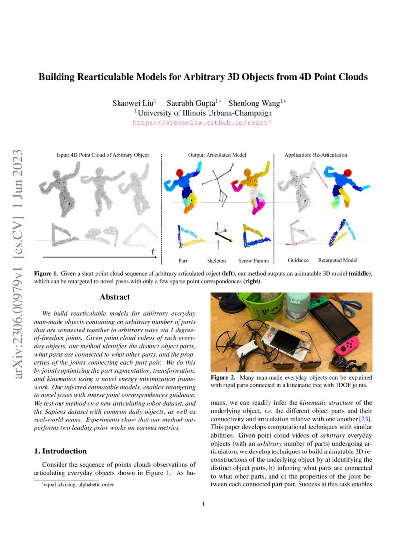 Building Rearticulable Models for Arbitrary 3D Objects from 4D Point ...