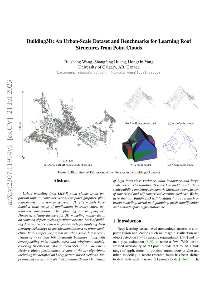 Building3D: An Urban-Scale Dataset and Benchmarks for Learning Roof Structures from Point Clouds ...