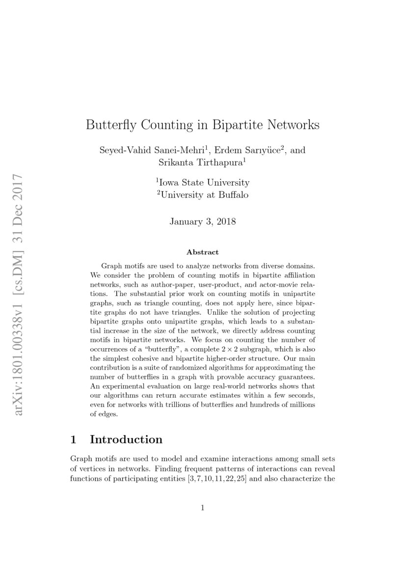 Butterfly Counting In Bipartite Networks Deepai 
