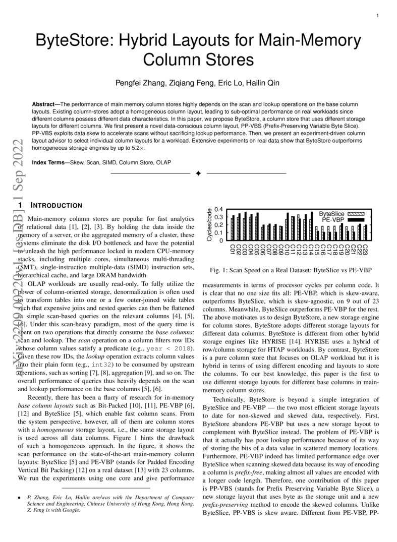 ByteStore: Hybrid Layouts for Main-Memory Column Stores | DeepAI