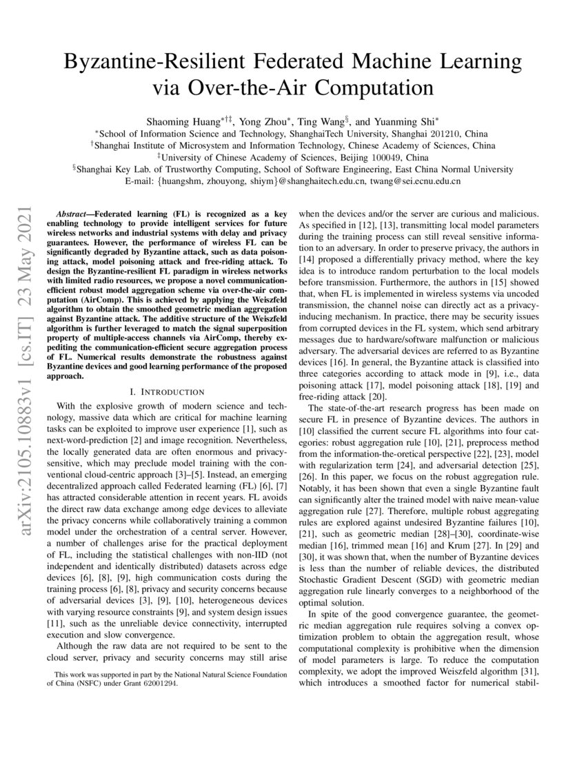 Byzantine-Resilient Federated Machine Learning via Over-the-Air ...