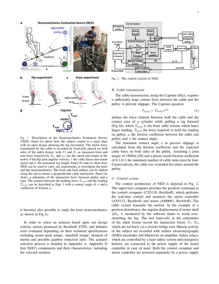 Cable-driven robotic interface for lower limb neuromechanics ...