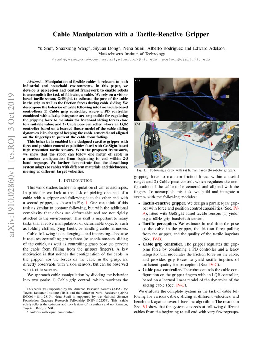 Cable Manipulation with a Tactile-Reactive Gripper | DeepAI
