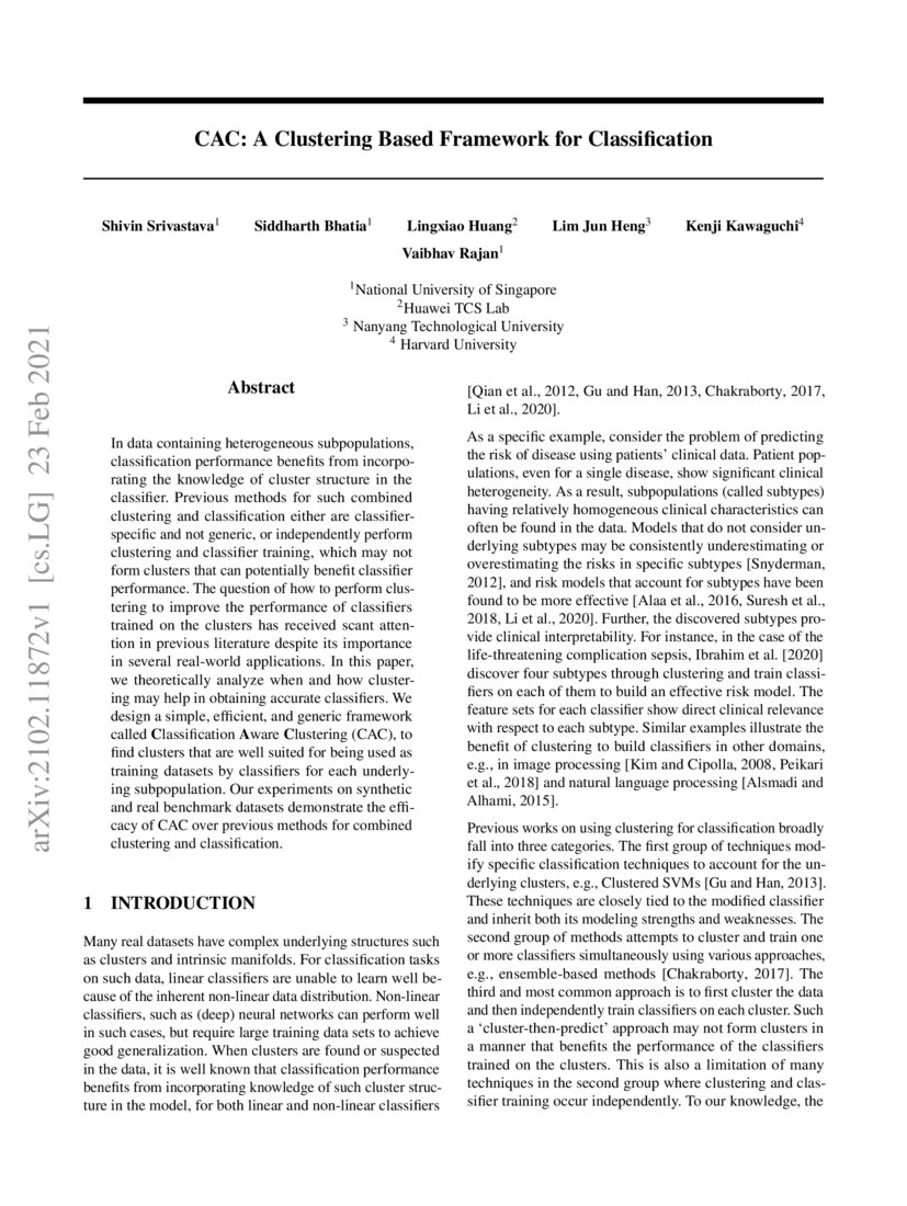 Cac A Clustering Based Framework For Classification Deepai 2342
