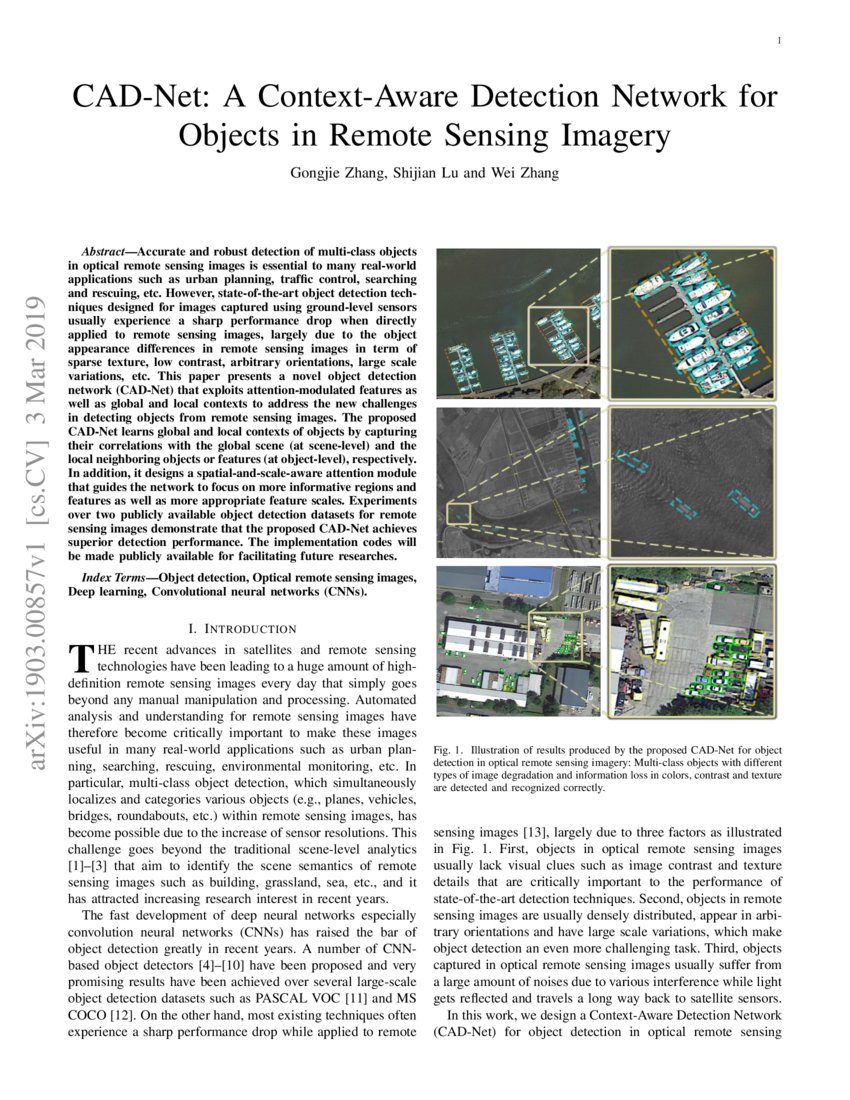 Cad Net A Context Aware Detection Network For Objects In Remote