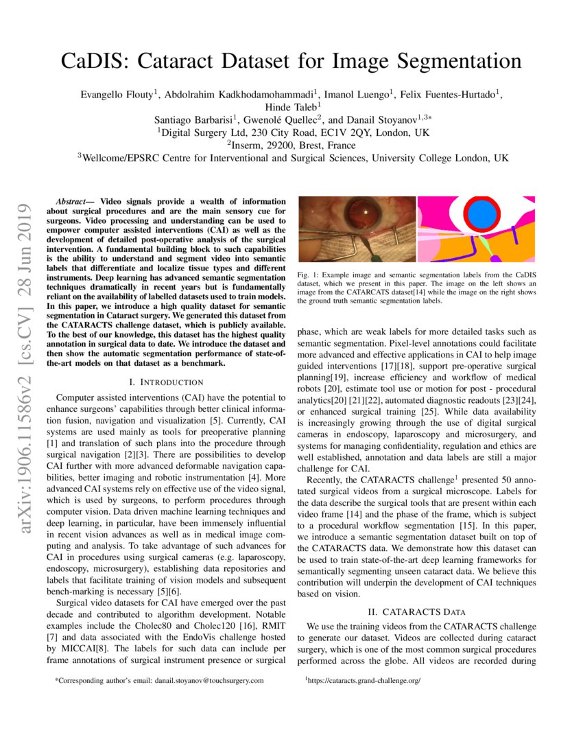 Cadis Cataract Dataset For Image Segmentation Deepai