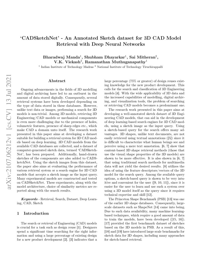‘CADSketchNet’ - An Annotated Sketch dataset for 3D CAD Model Retrieval ... ‘CADSketchNet’ - An Annotated Sketch dataset for 3D CAD Model Retrieval ...