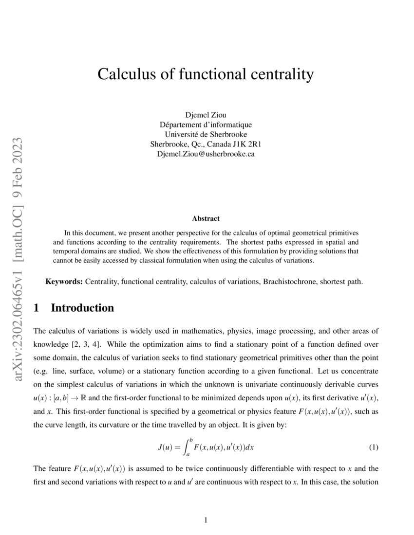 Calculus of functional centrality | DeepAI