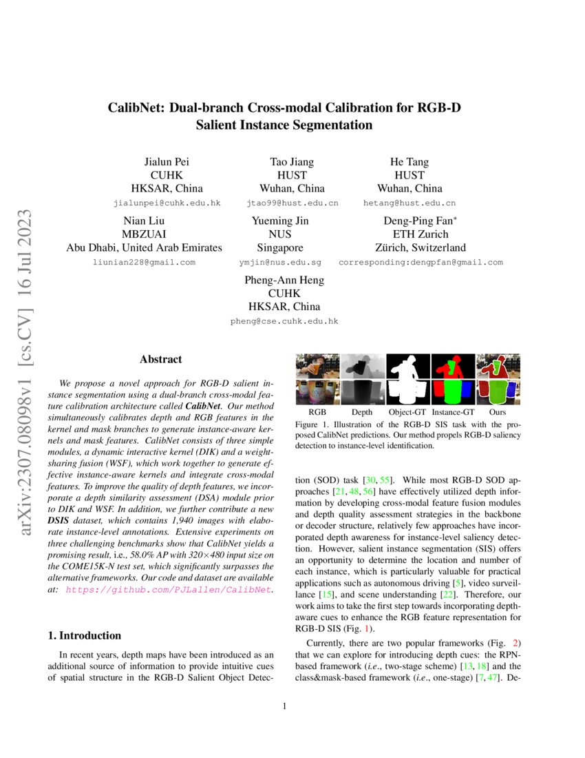 Calibnet Dual Branch Cross Modal Calibration For Rgb D Salient
