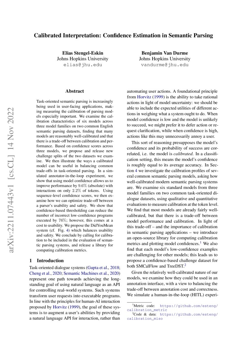 Calibrated Interpretation Confidence Estimation In Semantic Parsing Deepai