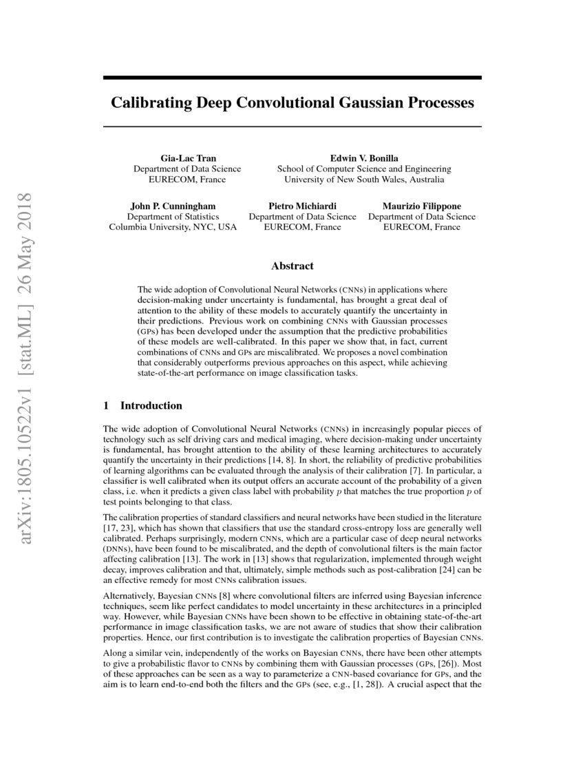 Calibrating Deep Convolutional Gaussian Processes | DeepAI Calibrating Deep Convolutional Gaussian Processes | DeepAI