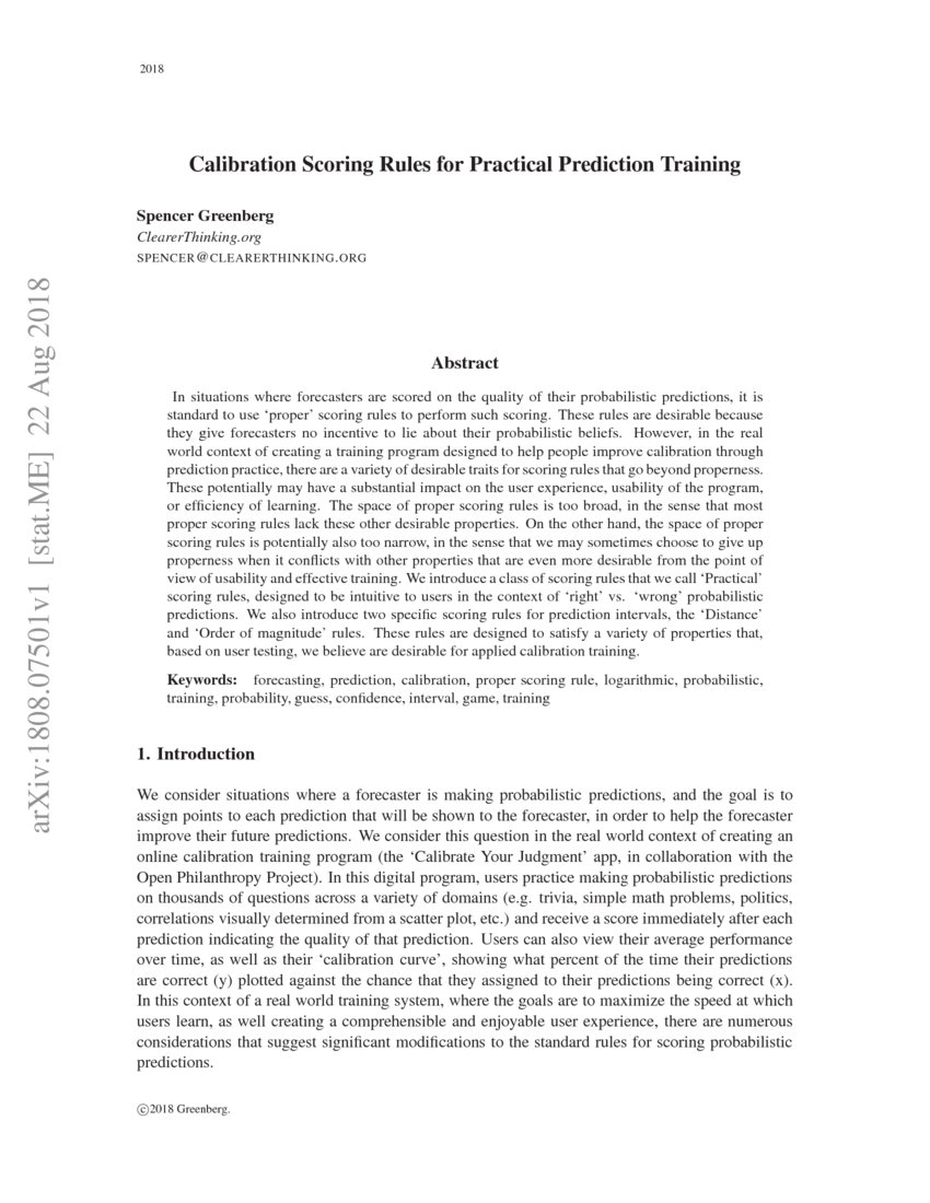 Calibration Scoring Rules for Practical Prediction Training | DeepAI