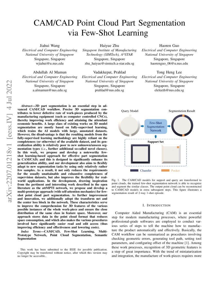 CAM/CAD Point Cloud Part Segmentation via Few-Shot Learning | DeepAI