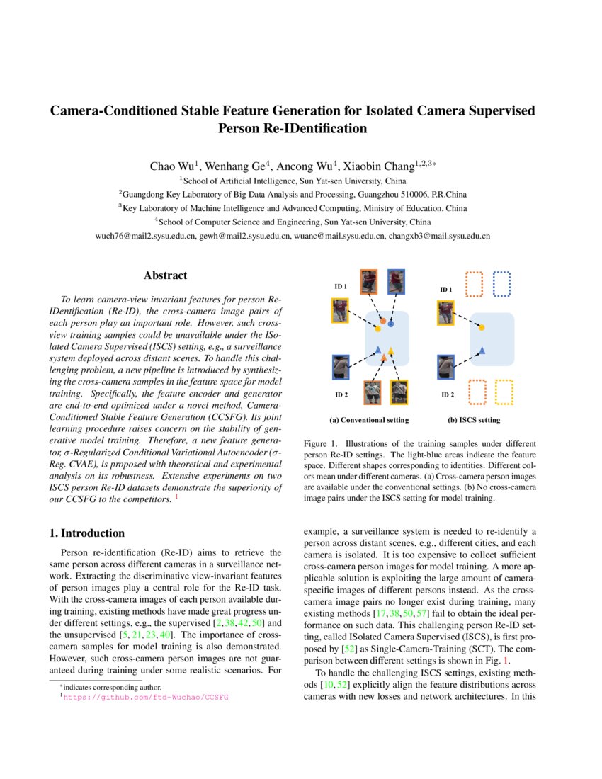Camera-Conditioned Stable Feature Generation for Isolated Camera Supervised Person Re ...