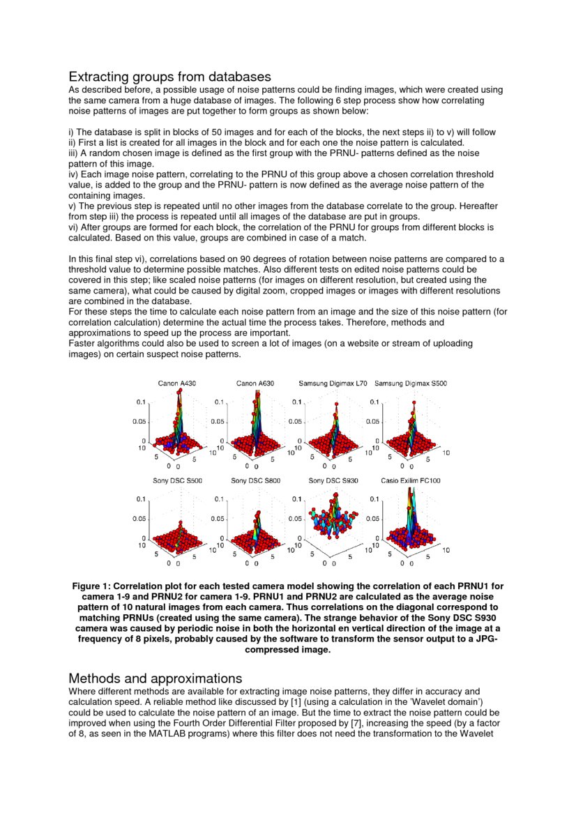 Camera identification by grouping images from database, based on shared ...