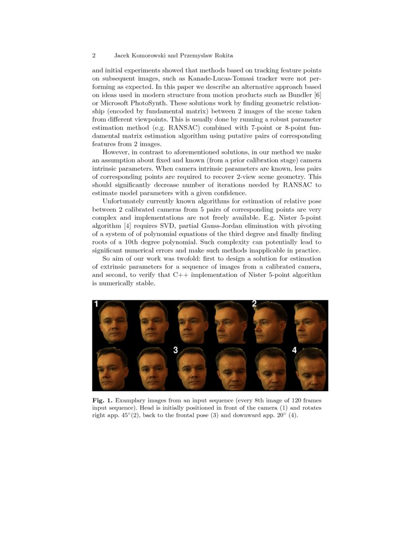 Camera Pose Estimation from Sequence of Calibrated Images | DeepAI