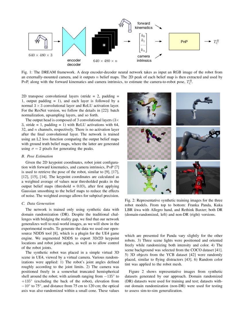 Camera To Robot Pose Estimation From A Single Image Deepai