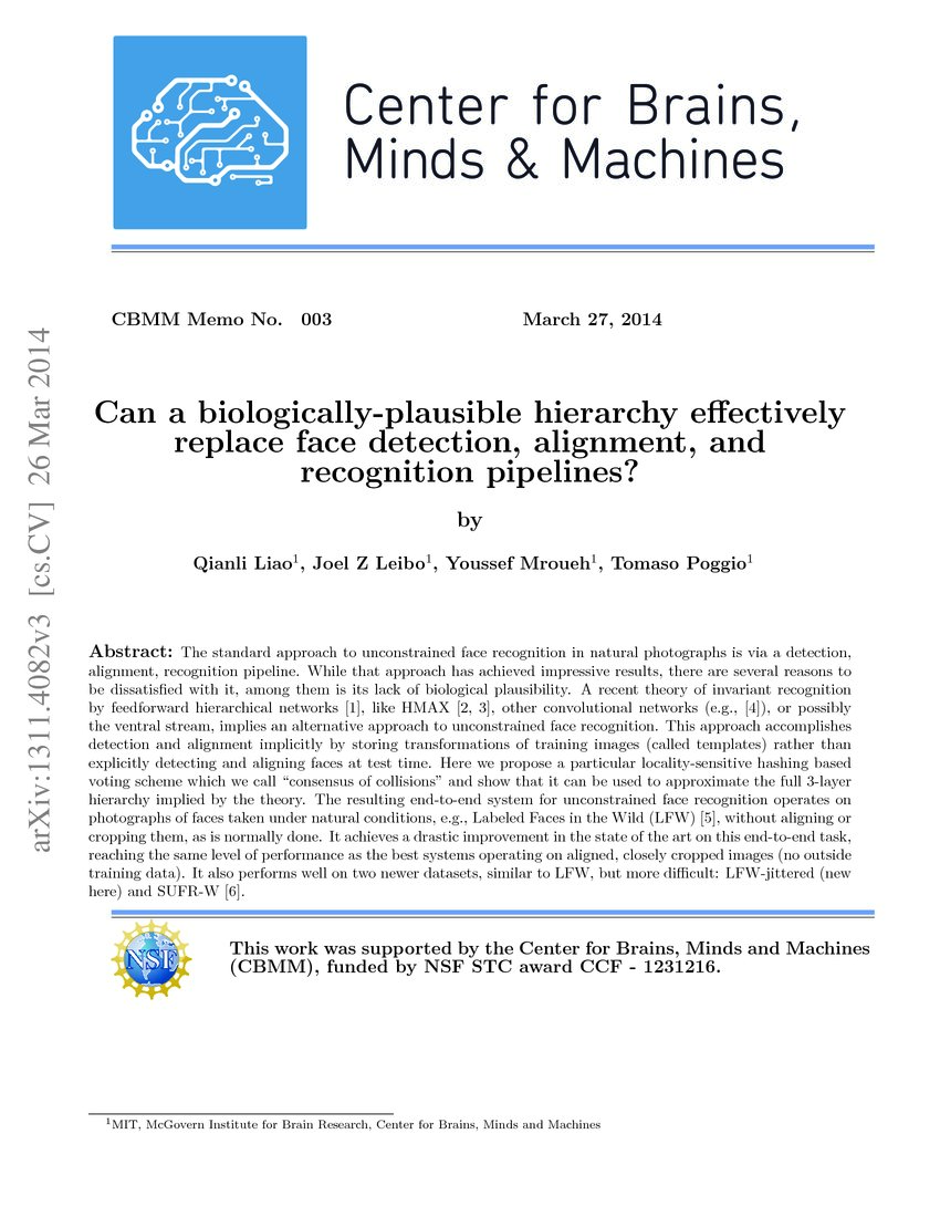 Can A Biologically Plausible Hierarchy Effectively Replace Face Detection Alignment And