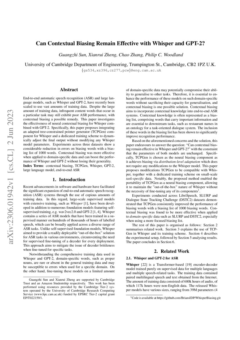 Can Contextual Biasing Remain Effective With Whisper And Gpt 2 Deepai