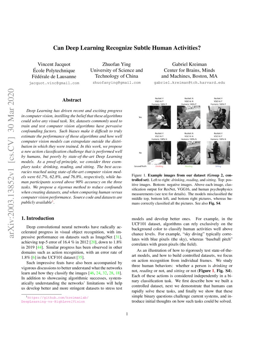 Can Deep Learning Recognize Subtle Human Activities? | DeepAI