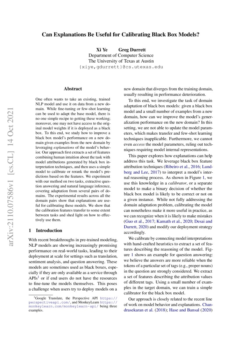 Can Explanations Be Useful for Calibrating Black Box Models? | DeepAI