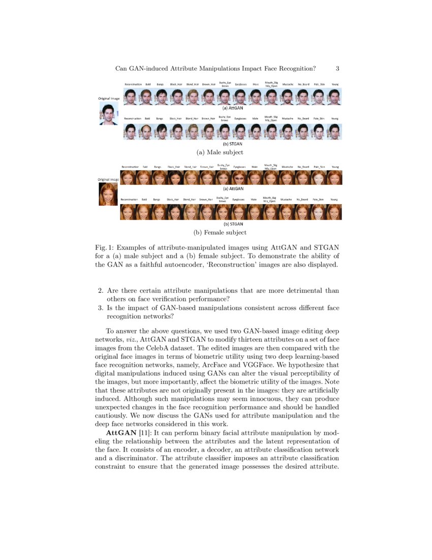Can Gan Induced Attribute Manipulations Impact Face Recognition Deepai
