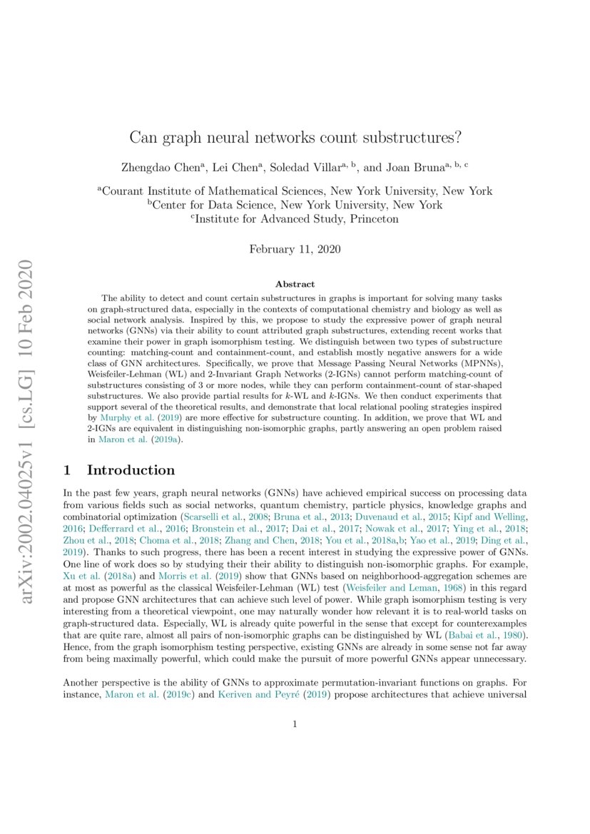 Can graph neural networks count substructures? | DeepAI Can graph neural networks count substructures? | DeepAI