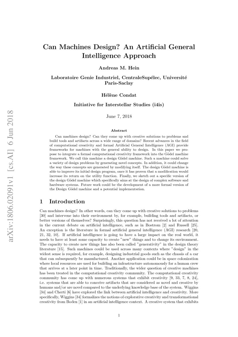 Can Machines Design? An Artificial General Intelligence Approach | DeepAI