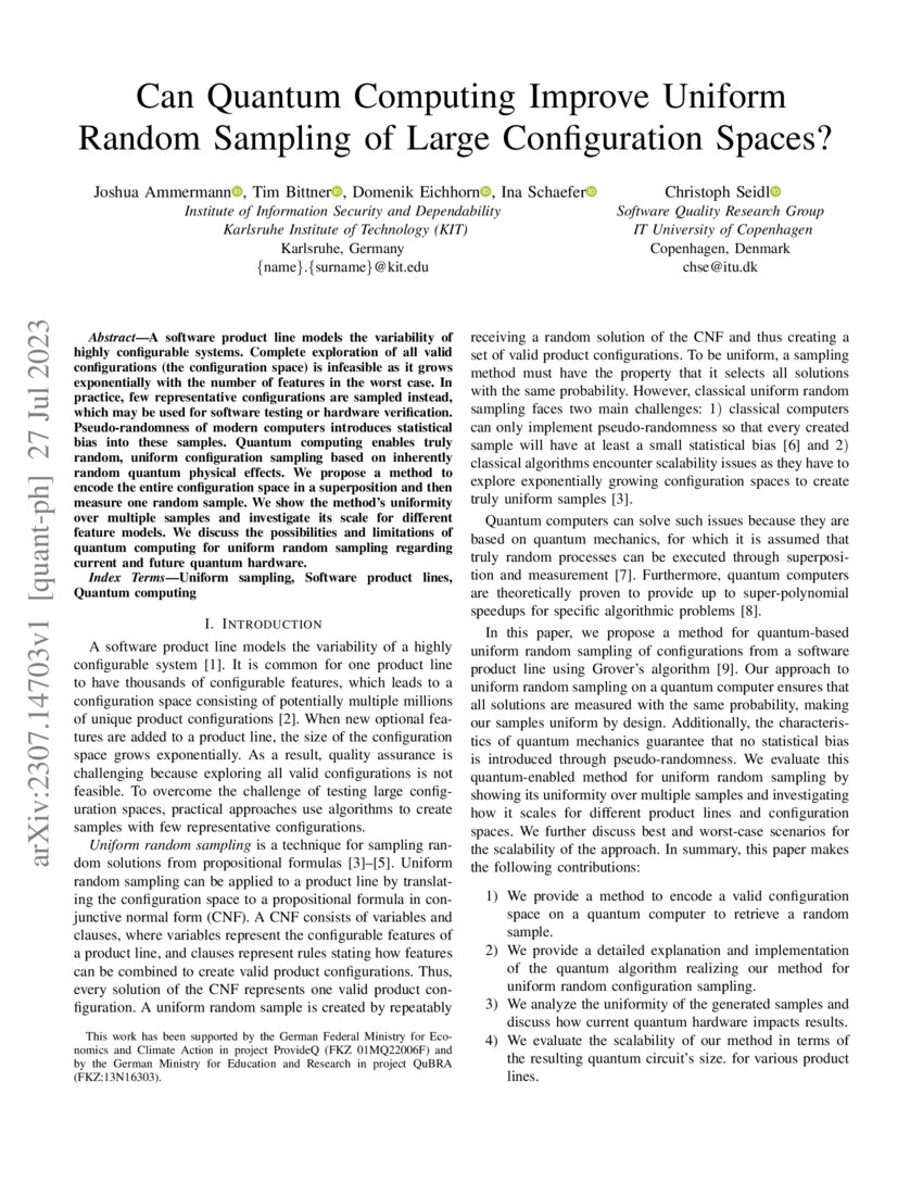 Can Quantum Computing Improve Uniform Random Sampling Of Large 8188
