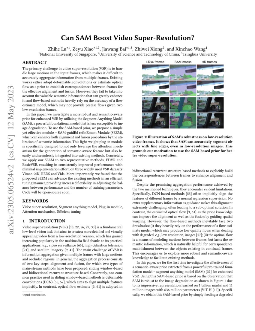 Can SAM Boost Video Super-Resolution? | DeepAI