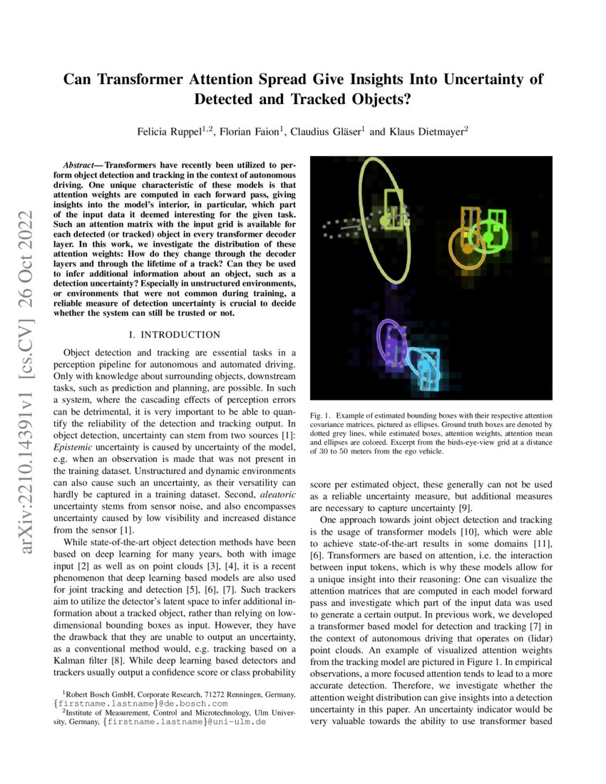 Can Transformer Attention Spread Give Insights Into Uncertainty of Detected and Tracked Objects ...