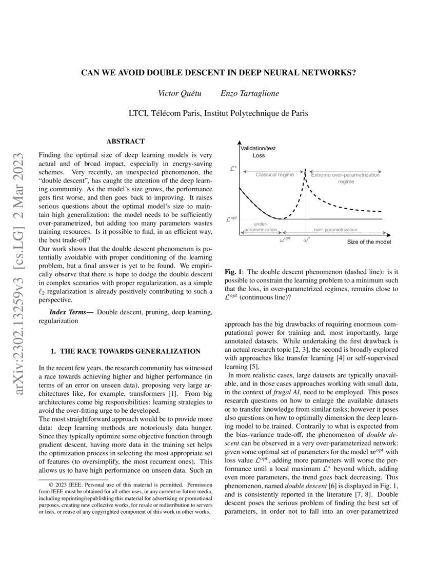 Can we avoid Double Descent in Deep Neural Networks? | DeepAI