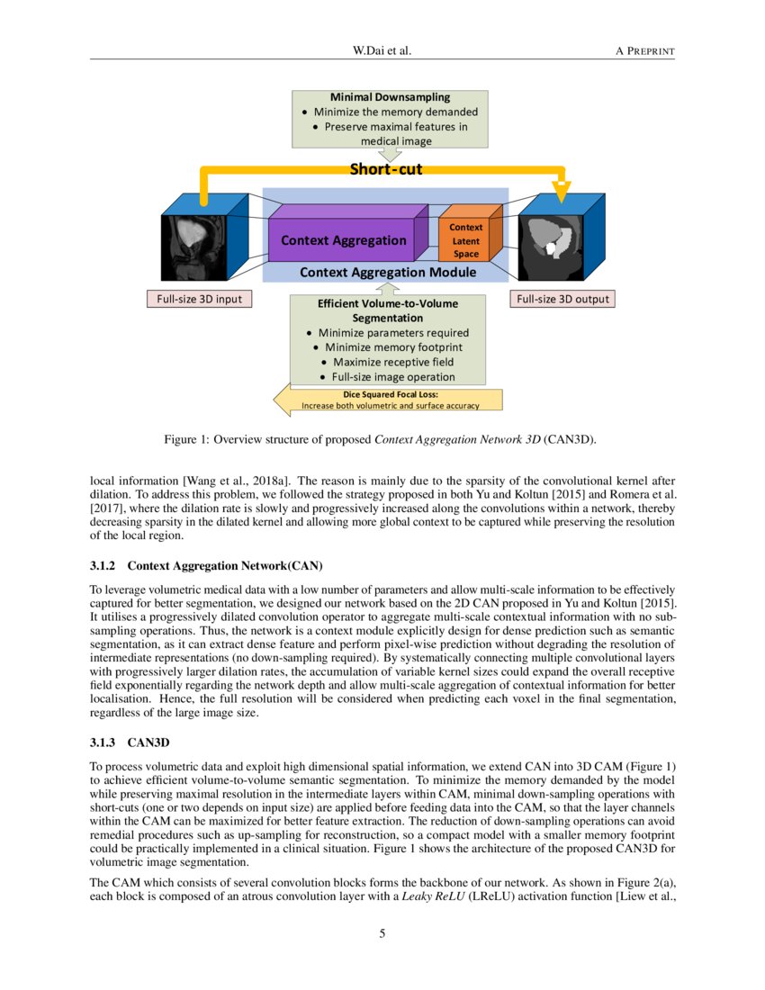 CAN3D: Fast 3D Medical Image Segmentation via Compact Context Aggregation | DeepAI